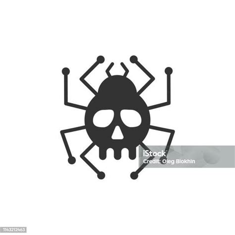 컴퓨터 바이러스 벡터 아이콘 개념입니다 두개골 절연 로고 Eps10와 Pc 버그 개념에 대한 스톡 벡터 아트 및 기타 이미지