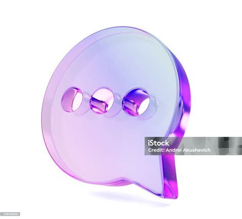 3d 유리 홀로그램 말풍선 텍스트 메시지 대화 상자에 대한 채팅 아이콘 무지개 크리스탈 웹 알림 기호와 Morphism Gradient 서클 커뮤니케이션 사회적 대화 렌더링