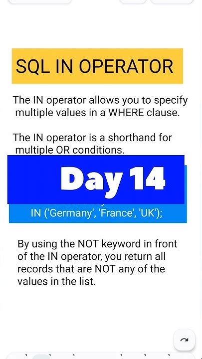 20 Days Sql Challenge Day 14 Sql In Operator Sqlinterviewquestions