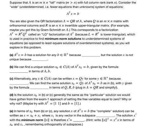 Solved Suppose That A Is An M X N Tall Matrix M N With