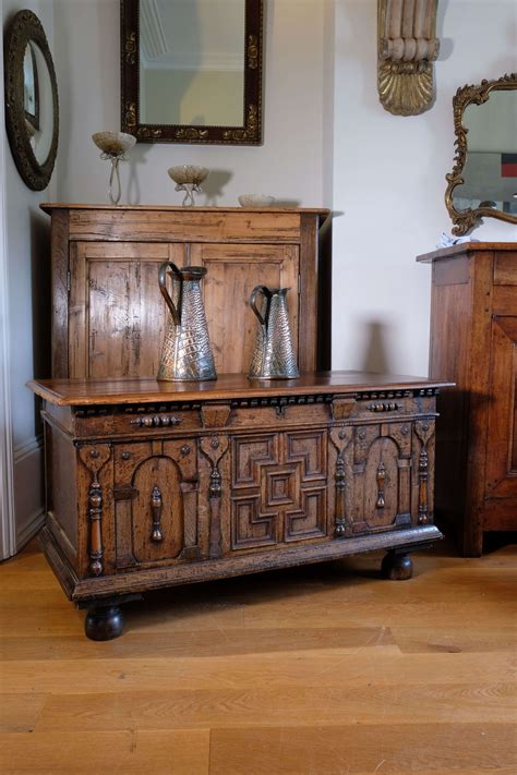 19th Century Geometrically Designed Oak Coffer In General