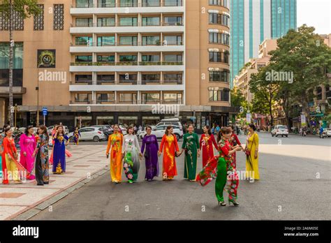 Ho Chi Minh City Vietnam 3 March 2019 Vietnamese Women Wearing