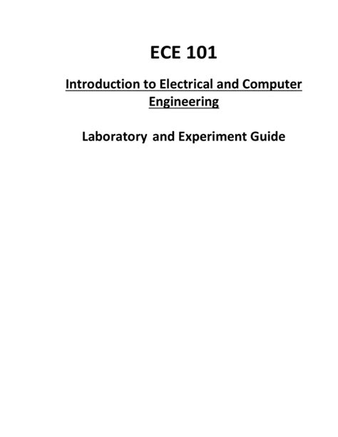 ECE Introduction To Electrical And Computer Engineering Lab