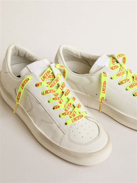 Fluorescent Yellow Laces With Contrasting Orange ‘laces Lettering