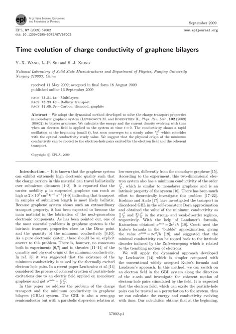 Pdf Time Evolution Of Charge Conductivity Of Graphene Bilayers