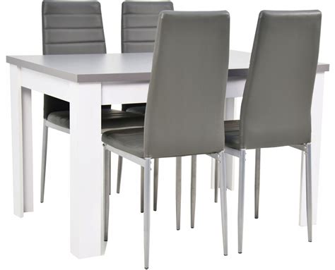 Купить БЕЛЫЙ СЕРЫЙ Раздвижной стол с 4 стульями с мягкой обивкой отзывы фото и характеристики