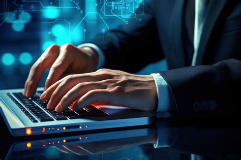 Premium AI Image Man Typing On Computer Keyboard For Business