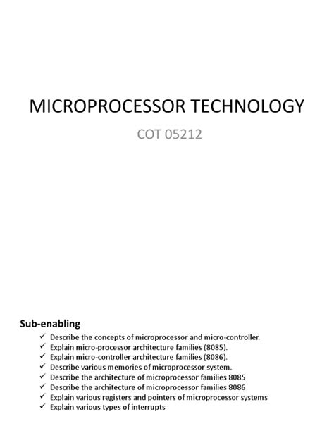 Microprocessor Technology 1 Pdf Central Processing Unit