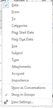 Outlook 2016 Conversations Sort By Sent Date Microsoft Community
