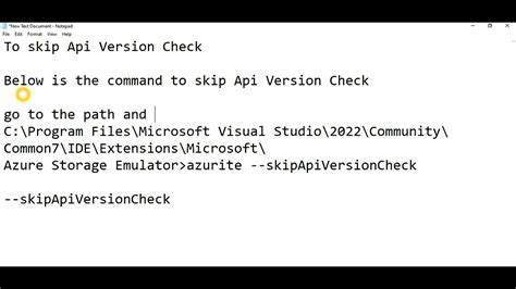 To Skip Api Version Check In Azurite Youtube