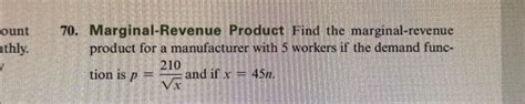 Solved Marginal Revenue Product Find The Marginal Revenue Chegg