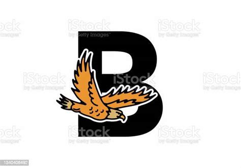 B 초기 문자 디자인으로 비행 독수리의 라인 아트 일러스트 갈고리 발톱에 대한 스톡 벡터 아트 및 기타 이미지 갈고리 발톱 검은색 권위 Istock