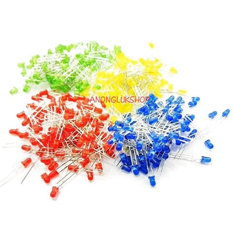 หลอด Led สีออกสี 3โวลต์ ขนาด 3มิล แดง เขียว เหลือง น้ำเงิน Shopee Thailand