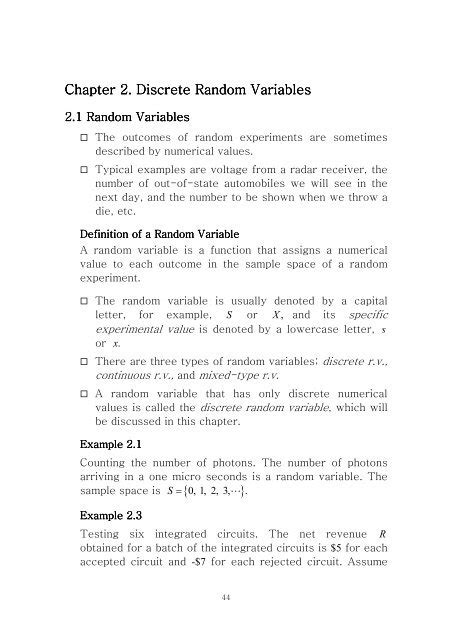 chapter 2 chapter 2 discrete random variables discrete random