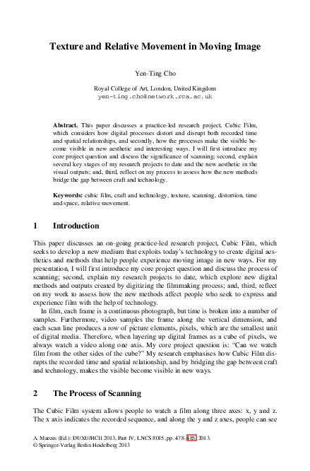 Pdf Texture And Relative Movement In Moving Image