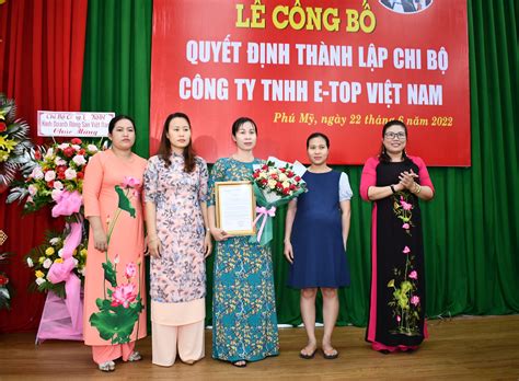 Thành lập Chi bộ Công ty TNHH E-TOP Việt Nam - Báo Bà Rịa Vũng Tàu Online