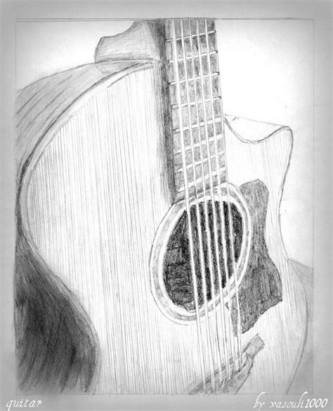Acoustic Guitar Drawing Realistic Guitar Drawing Easy Music