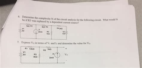Solved Determine The Complexity N Of The Circuit Analysis Chegg