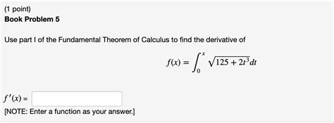 solved 1 point book problem 5 use part i of the