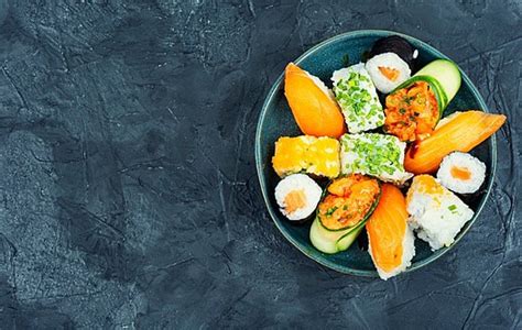 플래터에 초밥 모듬 유형 일본 음식 사진 배경 일러스트 및 사진 무료 다운로드 Pngtree