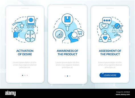 Sensory Impact On Customer Behavior Blue Onboarding Mobile App Screen Stock Vector Image And Art