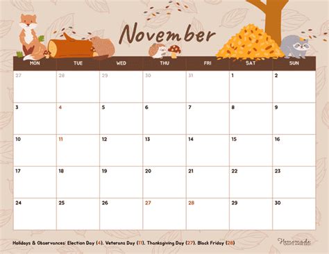 November 2025 Calendar Printable With Holidays