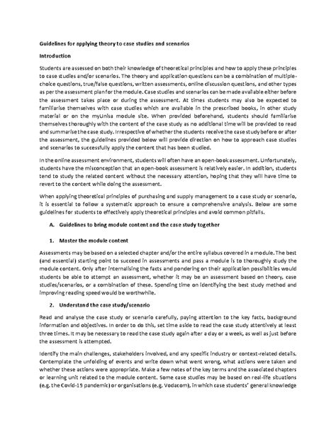 Guidelines For Applying Theory To Cases And Scenarios Fin Guidelines