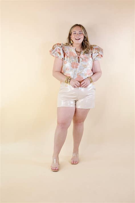 Buddylove Leeland Puff Sleeve Top In Sugar Cube Silver And Peach