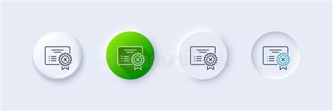 Reject Certificate Line Icon Decline Document Sign Line Icons Vector Stock Illustration