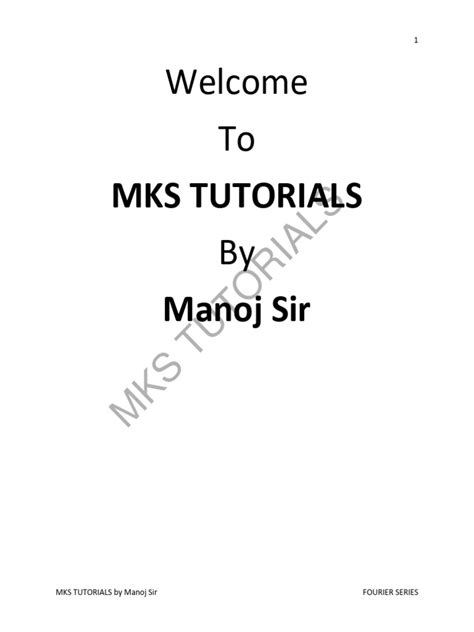 Fourier Series Pdf Fourier Series Mathematics
