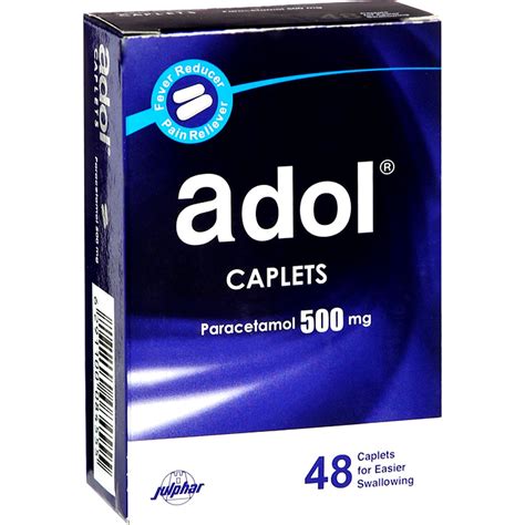 Adol Paracetamol Caplet 500g 24 Tablets Sharjah Co Operative Society