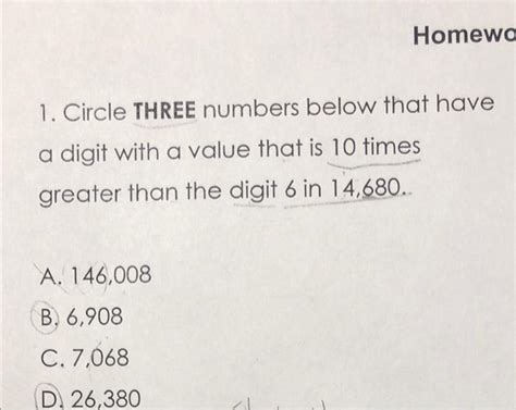 [solved] 1 circle three numbers below that have a digit w