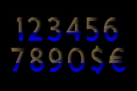 황금색 선과 검은색 배경에 파란색 광선이 있는 그라데이션 번호 디지털 아트 게임 사이버펑크 및 하이테크 디자인에 적합한 현대적이고 미래 지향적인 스타일입니다 0명에 대한