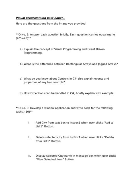 Visual Programming Paper Pdf