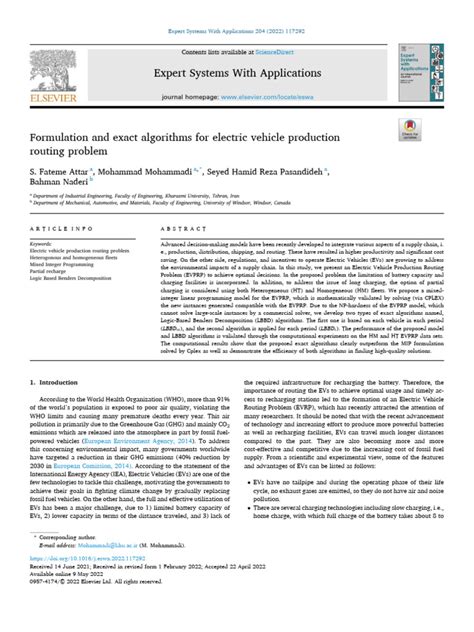 formulation and exact algorithms for electric vehicle production