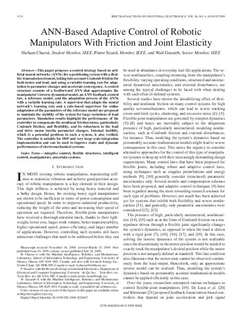 pdf ann based adaptive control of robotic manipulators with friction