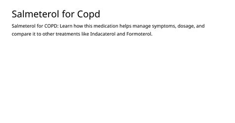 Salmeterol For Copd Medsis