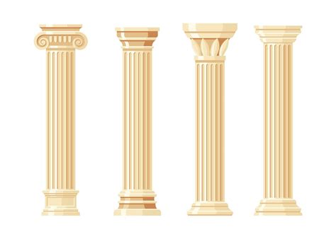 Classic Carved Architectural Pillars Flat Design Vector 28568138