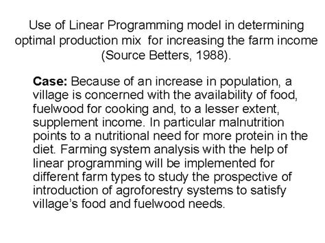 use of linear programming model in determining optimal