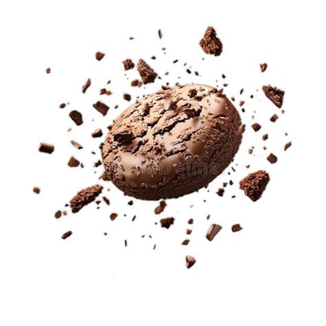 Chocolate Cookie Exploding With Crumbs In A Mouthwatering Display Stock