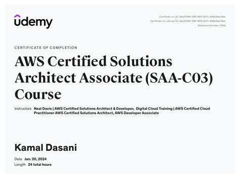 Kamal Dasani On Linkedin My Course Completion Certificate For Aws