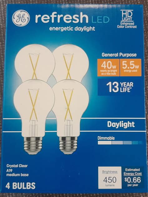 Ge Refresh Energetic Daylight Led Bulbs 4055 Watt Crystal Clear A19 4