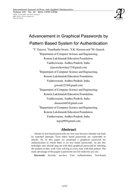 Pdf Advancement In Graphical Passwords By Pattern Based System For