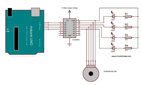 Arduino Stepper Motor Interfacing Using IC UL A Circuit Diagram