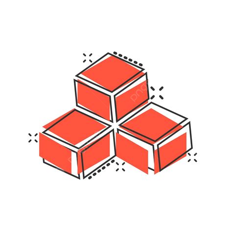comicstyle blockchain technology icon with cryptography cube block