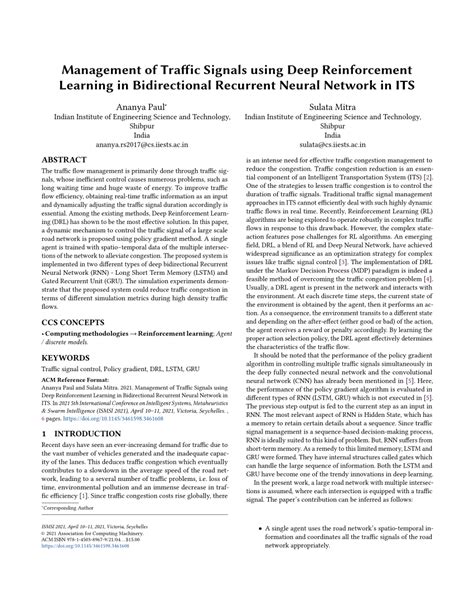 Pdf Management Of Traffic Signals Using Deep Reinforcement Learning