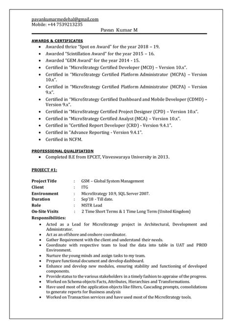 Pavan Kumar M Microstrategy Architect And Developer Pdf