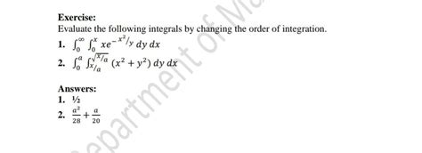 Solved Exercise Evaluate The Following Integrals By