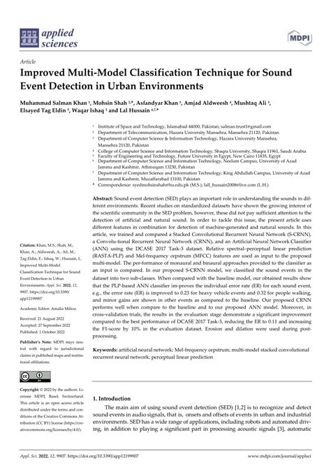 Pdf Improved Multi Model Classification Technique For Sound Event