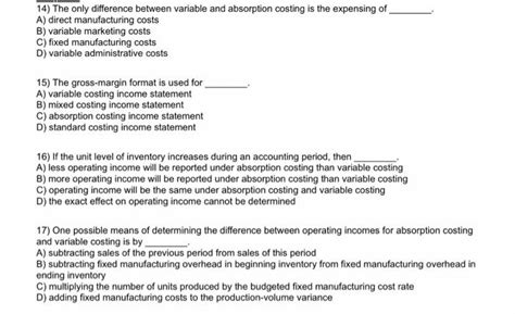 Solved 14 The Only Difference Between Variable And Chegg Com